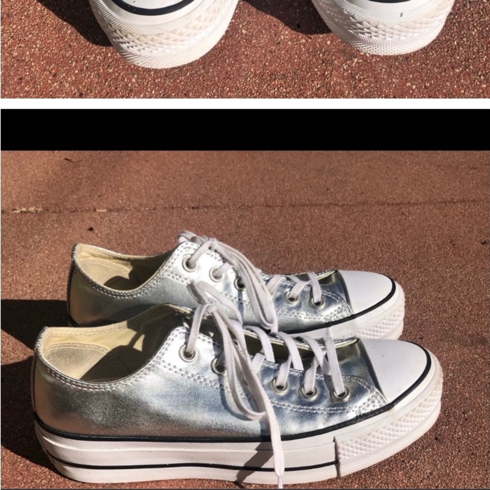 Rare- Silver Converse Platform Chuck Taylors - Gem